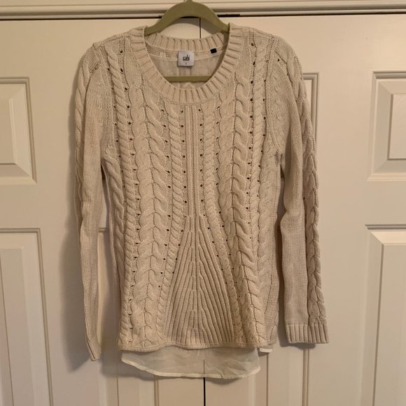 CAbi | Sweaters | Adorable Cabi Mixed Media Cable Knit Sweater | Poshmark